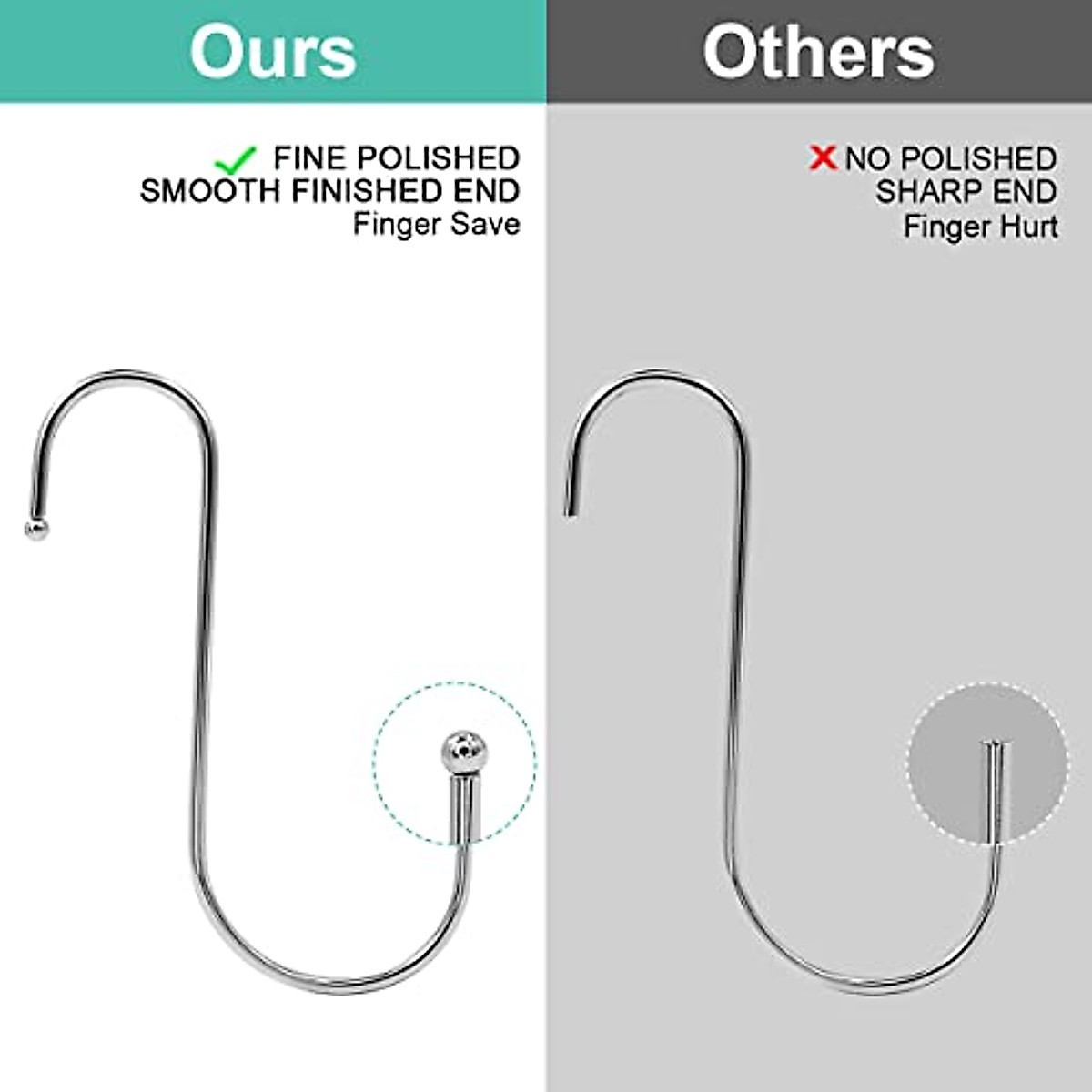 SumDirect 5Pcs 5 7/10 Inch Extra Large S Hooks, Heavy Duty Stainless Steel S Shaped Hooks for Hanging Apparel Kitchenware Utensils Plants Towels Gardening Tools