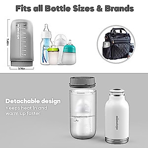Mamatepe Upgrade Bottle Warmer on The go Portable Baby Breast Milk Warmer for Travel, Hot Water Heating Warmer Insulated Thermo Fits All Infant Bottles, Digital Water Temp Display Lid,15.5 oz