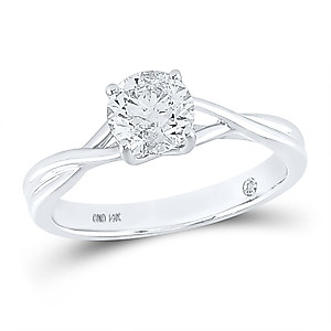 The Diamond Deal 14kt White Gold Round Diamond Solitaire Bridal Wedding Engagement Ring 1 Cttw