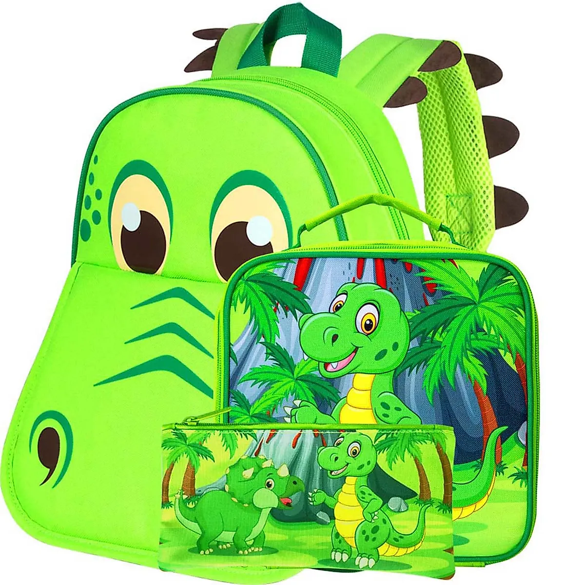 gxtvo Toddler Backpack for Boys, Dinosaur Kids Preschool Bookbag and Lunch Box, 12" Cute Cartoon Animal Schoolbag