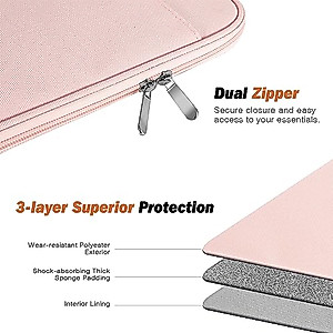 MoKo 12.9 Inch Tablet Sleeve Bag, Compatible with iPad Pro 12.9 M2 2022/2021/2020/2018/Pro 12.9 2017, Surface Laptop Go 12.4", Galaxy Tab S8+ 12.4", Waterproof Bag Carrying Case with Pocket, Pink