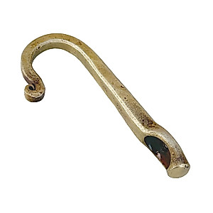 Living Ideas Hand Forged Metal Coat Hook Wrought Iron Handmade Rustic Hook for Towel, Plant & Mug Blacksmith Farmhouse Bathroom Hook Rack Antique Brass Finish Heavy Duty Kitchen Utensils Hooks