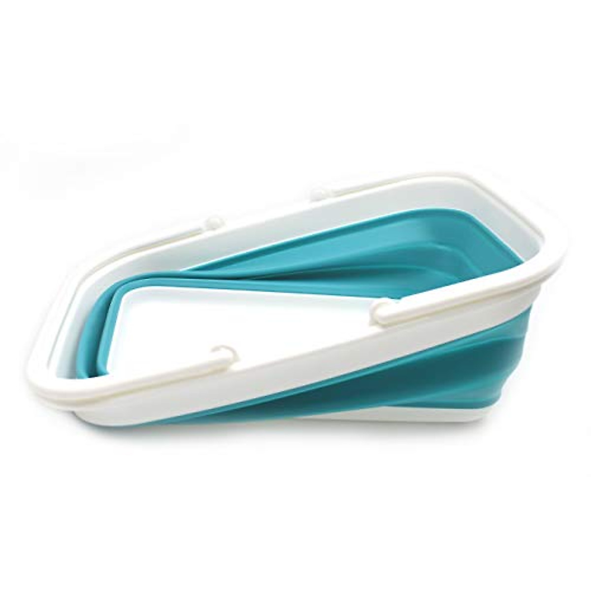 SAMMART 15.5L (4.1 Gallon) Collapsible Tub with Handle - Portable Outdoor Picnic Basket/Crater - Foldable Shopping Bag - Space Saving Storage Container (Bright Blue)