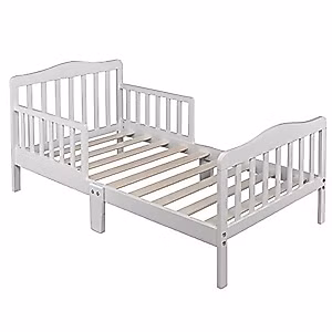 Kcelarec Wooden Bed,Kids Bedroom Furniture Bed with Safety Guardrails (White)
