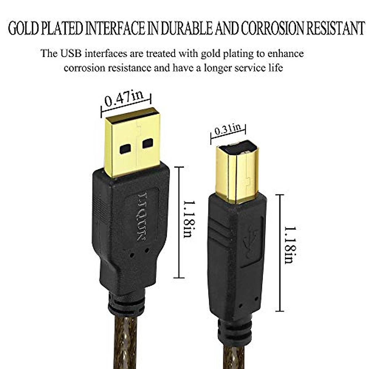 Printer Cable 25 Feet USB 2.0 Type A Male to Type B Male Printer Scanner Cable High Speed USB A to B Cable Compatible with HP, Canon, Brother, Epson, Xerox, Samsung etc