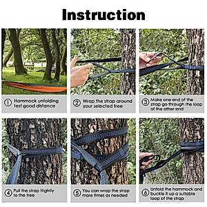 Camping Hammock, Double & Single Portable Hammocks with 2 Tree Straps and Carabiners | Easy Assembly | Lightweight Parachute Nylon Hammocks for Backpacking, Travel, Beach, Hiking (Gray/Orange)