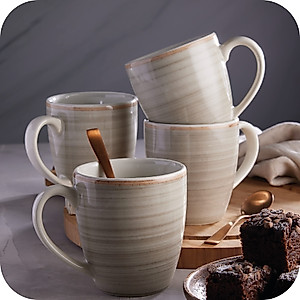 Corona Mugs set of 4 | Perfect for Coffee and Tea Lovers | Gray Caoba 12.8 oz - 380cc|4 Pieces|Ceramic|Hand Painted |Cerámica