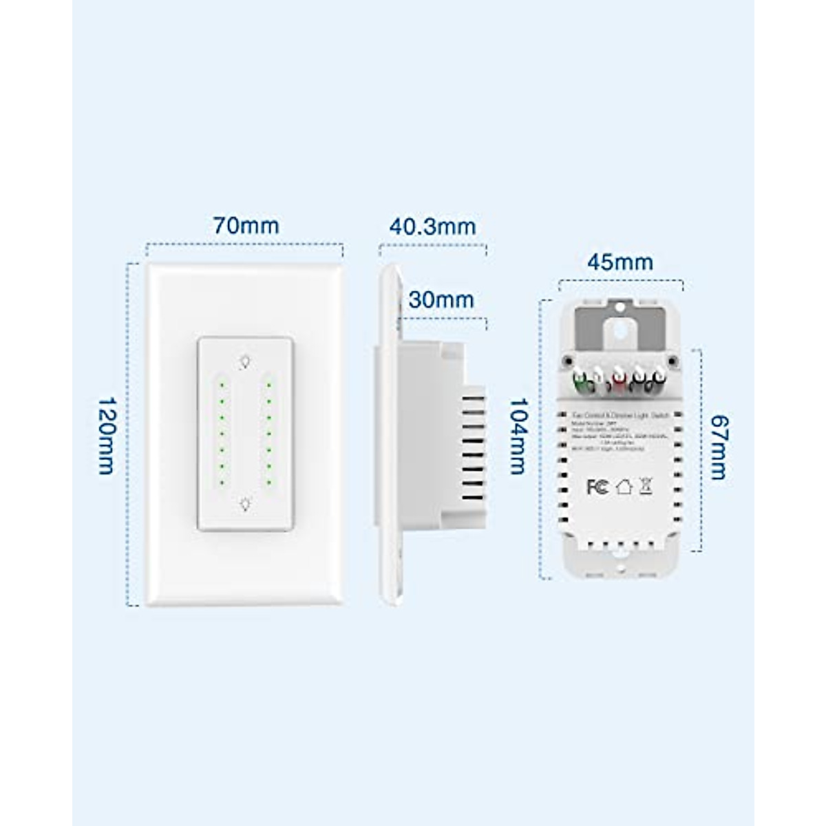 OHMAX Smart Dual Dimmer Switch with Sunrise Sunset Feature, Space Saving, Voice and App Control, Neutral Wire Required, 2 Pack