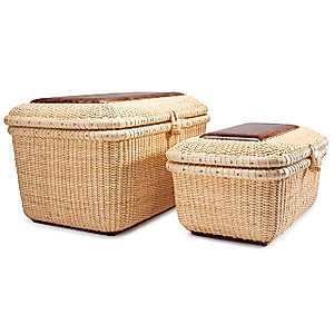 Teng Jin Decorative with Lid Handmade Nantucket basket A gorgeous little jewelry box Cane staves finely-woven home-storage-baskets-and-containers Arts,Luxury Container