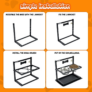 SHAINFUN Elevated Dog Bowls for Large Sized Dog,Raised Dog Bowl Stand Adjusable Height with Two 1.7L Stainless Steel Dog Food Bowls and Spill Proof Mat, Dog Bowls for Large and Medium Dogs.