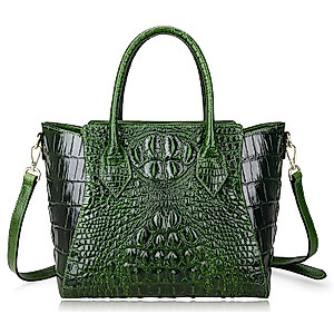 PIJUSHI Designer Crocodile Handbags for Women Genuine Leather Purses Top Handle Shoulder Bag (6082 Purple)