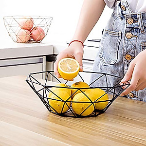 TEETOOKEA Metal Wire Fruit Bowl, Iron Arts Fruit Storage Baskets for Kitchen Counter, Countertop, Home Decor, Table Centerpiece Decorative hold Vegetables, Bread, Snacks, Potpourris