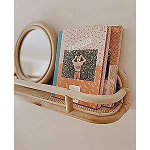 Midoshark Rattan Wall Shelf Floating Shelvs Wall Mounted Wall Decor Accent Wall Shelf