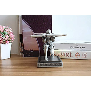 CYXStar Resin Soldier Executive Pen Holder Desk Organizer Cool Pen Stand Home Decor Resin Pencil Holder with a Pen for Men as Gift (Silver)