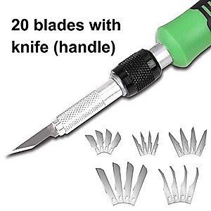 HURRICANE 36 Piece Exacto Knife set Craft Knife Set Precision Cut Knife Blades Deluxe Craft Set with flexible Anti Slip Ergonomic Handle with Extra Hex Bits for Precision Cutting Craft and Repair Work