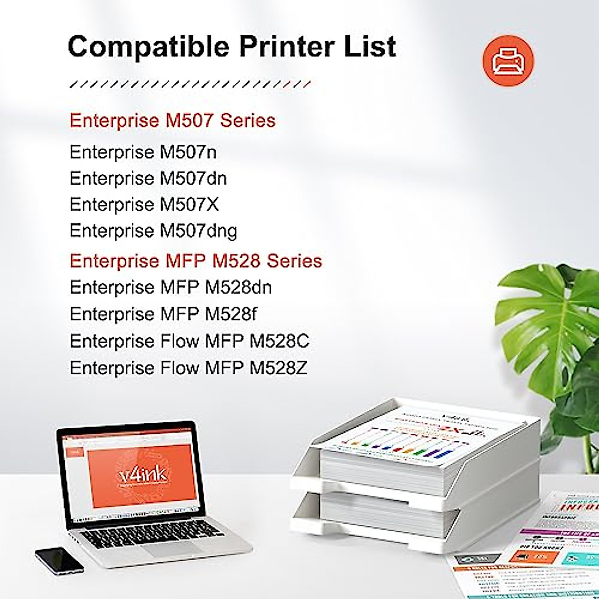 v4ink 89A Toner Cartridge (with Chip) Compatible Replacement for HP 89A CF289A Black Toner for HP Enterprise M507n M507dn M507x M507dng MFP M528dn M528f M528c M528z Printer Ink, 1 Pack