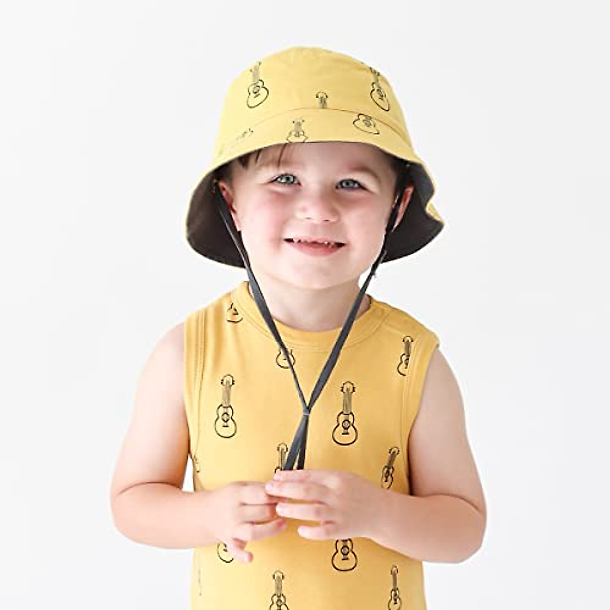 PARADE Organic Tank Rompers - Signature Prints Yellow Ukuleles 2T