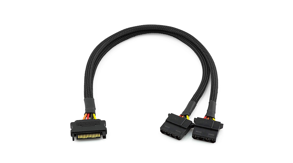 CRJ 15-Pin SATA to Dual 4-Pin Molex Adapter Cable