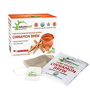 Pure Ceylon Cinnamon Brew – 100% Organic Pure CEYLON CINNAMON TEA Bags (40 Sachets – Pack of 2 – 20 COUNTS PER PACK | CAFFEINE-FREE)