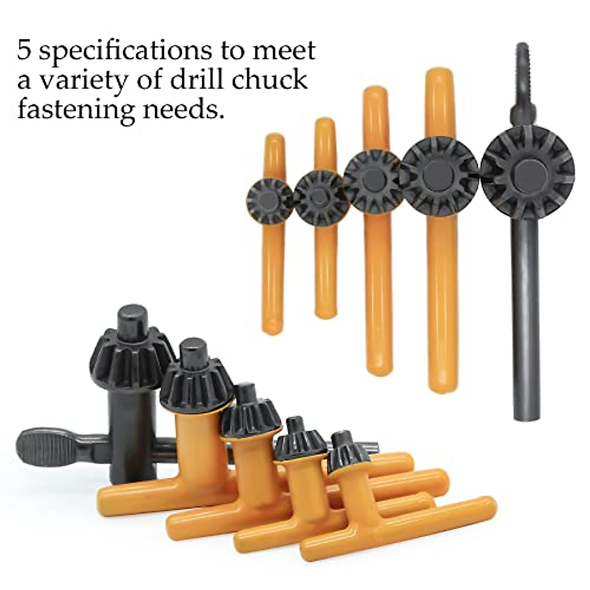 Famgee Replacement Drill Chuck Key Wrench Electric Drill Clamping Tool (Chuck Diameter: 3/4" / 5/8" / 1/2" / 3/8" / 1/4") - 5 Sizes