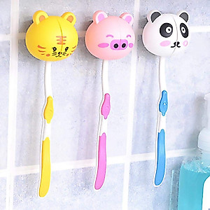 ST4U 5pcs Cute Cartoon Toothbrush Holder Head Toothbrush Grip Kids Animal Shaped Toothbrush Cover Manual Toothbrushes Sets Cartoon Suckerï¼ˆrandom Style