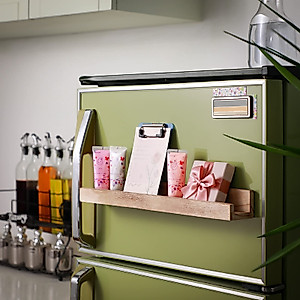 Tanlade 2 Magnetic Book Shelf for Whiteboard Magnetic Shelf for Classroom Wooden Picture Ledge Floating Shelves for Wall Fridge Bedroom Bathroom Kid Room Office (Carbonized Black,17 x 2.4 x 2 Inch)