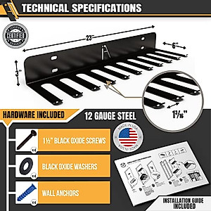 IRON AMERICAN USA Omega Gym Storage Rack 9 OR 11 Hook Heavy-Duty Gym Wall Organizer Gym Caddy Hanger - Gym Accessory Storage - Resistance Bands, Jump Ropes, Barbells, Lifting Belts, Cable Attachments