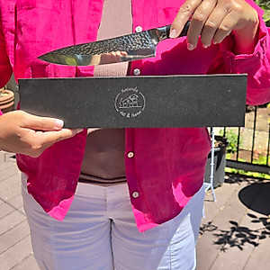 HACIENDA ART & HOME Chef Knife 8 Inch, Hammered Steel, Ultra Sharp Professional High Carbon Stainless Steel Knife for Home & Restaurant, Gift Quality Box – Perfect for Home, Chefs, and Gifts