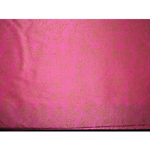 100% Silk Dupion Fabric Pink with Gold Print 40" 27mm DupPr40[2]
