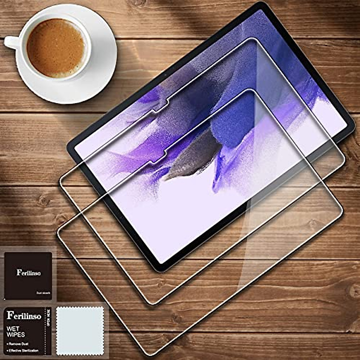 Ferilinso Designed for Samsung Galaxy Tab S7 Fe 5G 12.4 inch 2021 Screen Protector, [Tempered-Glass] [Military Protective] [HD Clear] [Case Friendly] [Anti-Fingerprint] [Anti-Scratch] [Bubble Free]