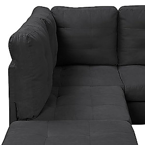 Casa Andrea Milano Modern Sectional Sofa L Shaped Couch with Reversible Chaise, Large Living Room Furniture, Black