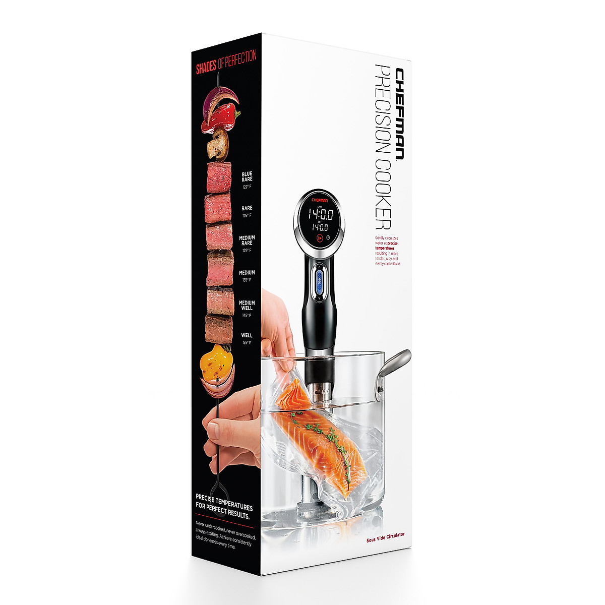 Chefman Sous Vide Immersion Circulator w/ Precise Temperature, Programmable Digital Touch Screen Display and Easy to Use Controls, Black