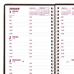 Brownline 2024 Essential Weekly/Monthly Planner, 12 Months, January to December, Twin-Wire Binding, 8.5" x 6.75", Black (CB850.BLK-24)