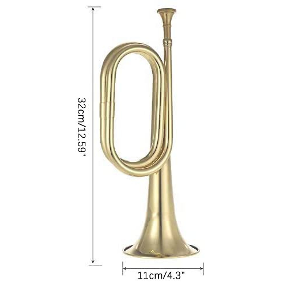 TUOREN Gold Bugle Cavalry Trumpet Brass Instrument for School Band Cavalry Beginner Military Orchestra W/Carrying Bag