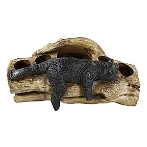 Ebros Rustic Black Bears Climbing Logs Woodlands Forest Bathroom Accent Set of 4 Bar Soap Dish Liquid Soap Pump Bottle Tumbler Cup Toothbrush Holder Western Country Cabin Lodge Decorative Figurines