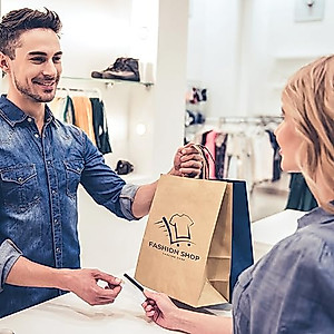 Moretoes 75pcs Paper Bags with Handles, 8x4x10 Inch Medium Sizes Gift Bags Bulk, Brown Paper Bags for Small Business, Shopping Bags, Retail Bags, Party Bags, Favor Bags