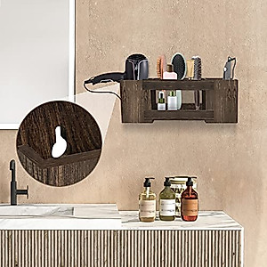 Wood Hair Tool Organizer, Hair Dryer Holder Wall Mount Hair Styling Product Care Tools Organizers Storage, Bathroom Vanity Countertop Blow Storage Stand for Flat Irons, Hot Curling Wand