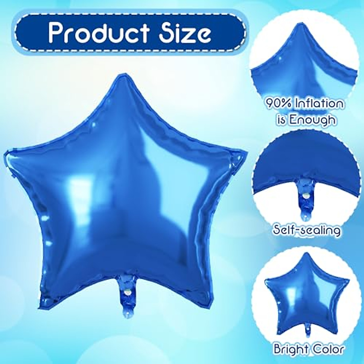 40 Inch Dark Blue Number Balloons 15, Large Royal Light Blue 15 Helium Foil Mylar Balloon, Globos Azules Self Inflating Silver Star Number 15 Balloon for Boys 15th Birthday Party Graduation Decoration