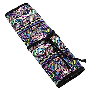 Hztyyier Artist Paint Brushes Holder Roll Up Pen Holder Protection Canvas Portable Long Handle Brush Pouch Bag 20 Slots