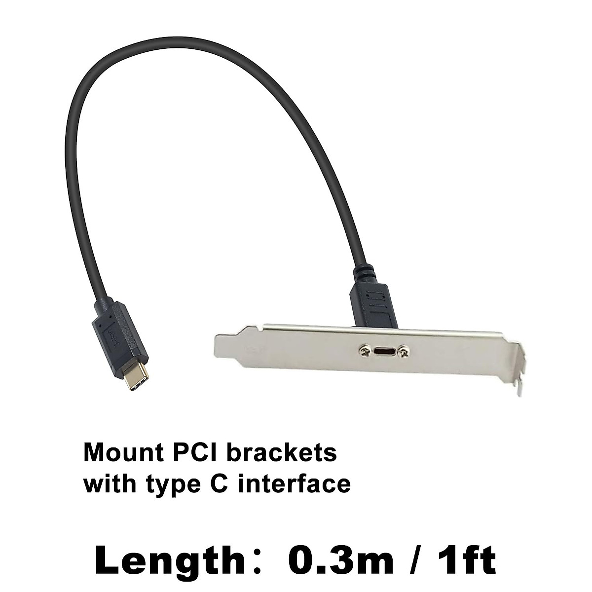 Poyiccot USB 3.1 Type C Extension Cable, USB C Extension Cable Short, USB C Panel Mount 10Gbps 60W USB C Extender Cable for Data & Sync (Straight USB C Male to Female), 1ft/30cm