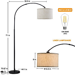 3 Lights Arc Floor Lamps for Living Room, Modern Tall Standing Lamp With Beige Shades & Heavy Base, Mid Century Tree Floor Lamp Multi-Arm Trilage Arched Floor Lamp for Bedroom Lounge Home Office