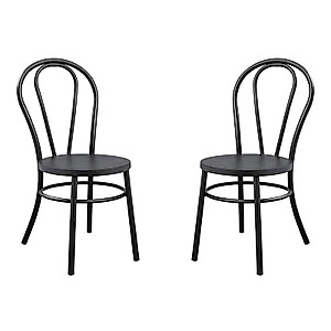 OSP Home Furnishings Odessa Cafe Bistro Metal Dining Chair 2-Pack, Matte Black Finish