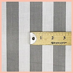 Stripe inch Poly Cotton Fabric 58 inches Width Sold by The Yard Gray/White
