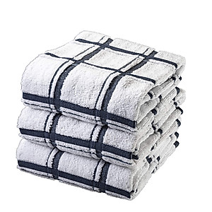 XLNT Blue Large Kitchen Towels (3 Pack) - 100% Cotton Dish Towels | 20" x 28" | Ultra Absorbent Dishcloths Sets of Hand Towels/Tea Towels for Everyday Scrubbing | Quick Drying Kitchen Washcloths