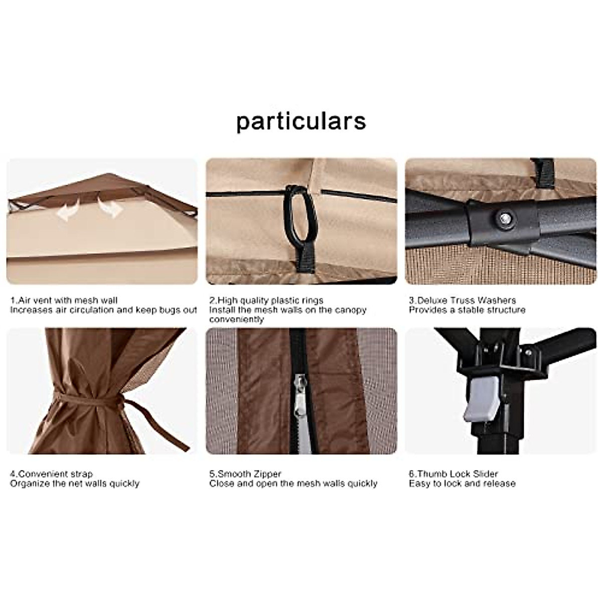 COOSHADE 11x11Ft Easy Pop Up Gazebo Tent Instant Outdoor Canopy Shelter with Mosquito Netting Walls(Beige)