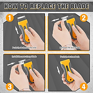 DIYSELF 2 Pack Razor Blade Scraper with 20 Metal Razor Blades, Plastic Scraper for Cleaning, Razor Scraper for Glass Cooktop, Top Stove, Vehicle, Window and Paint, Wallpaper Remover