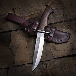 GCS Handmade Wooden Handle D2 Tool Steel Tactical knife Hunting Knife Bushcraft Knife with leather sheath Full tang blade designed for Hunting & EDC GCS 280