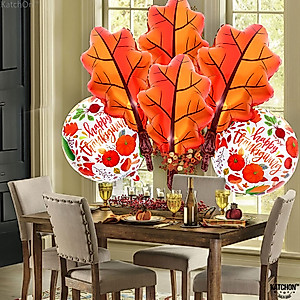 KatchOn, Happy Thanksgiving Balloons - Large 27 Inch, Pack of 6 | Big Transparent Fall Balloons - 22 Inch, Pack of 6 | Thanksgiving Foil Balloons | Thanksgiving Balloon Garland Kit, Fall Balloons