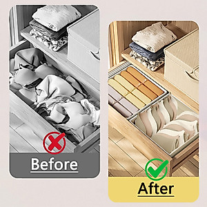MANCHUANG 12 Pack Drawer Organizers, Drawer Dividers Storage Bins,Dresser Closet Organizers Foldable Storage Bins for Clothes,Underwear,Socks,Bra,Towels,Ties (Beige)