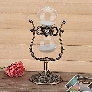 Hourglass Timer European Style Pattern 30 Minutes Rotating Sand Clock Timer Desk Decoration (Bronze)